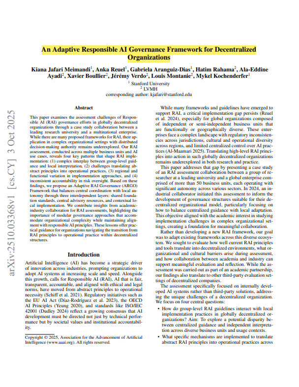 An Adaptive Responsible AI Governance Framework for Decentralized ...